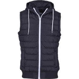 Jerseyweste Urban Classics "Urban Classics Herren Small Bubble Hooded Vest", Herren, Gr. L, schwarz, wei&szlig;, 100% Polyamid, Westen