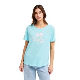 T-Shirt Roxy "Oceanwave Regular Slub", Damen, Gr. L, tanager turquoise, Obermaterial: 60% Walkfrottier, 40% Microfaser;, Shirts T-Shirt