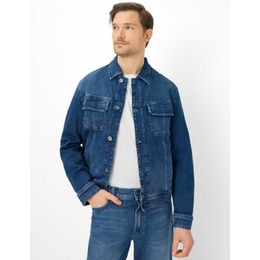 Langjacke Brax "Style DAVE", Herren, Gr. M, blau, Denim/Jeans, 95% Baumwolle, 4% Elastomultiester, 1% Elasthan, Jacken Langjacke