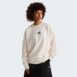 Sweatshirt The North Face "W ESSENTIAL OVERSIZE CREW", Damen, Gr. L, wei&szlig; dune, Obermaterial: 68% Baumwolle, 32% Polyester, Sweatshirts Sweatshirt, sportlicher Stil, aus Baumwolle und Polyester