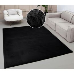 Fellteppich OTTO HOME "Balu, Kunstfellteppich, Modern, Langflor Teppich" Gr. 32, schwarz, B:40cm H:20mm L:60cm, Kunstfaser, Teppiche, Fellteppich, Kaninchenfell-Haptik, kuschelig, weich, Wohnzimmer, Schlafzimmer
