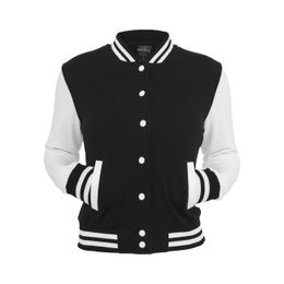 Allwetterjacke Urban Classics "Urban Classics Damen Ladies 2-tone College Sweatjacket", Damen, Gr. M, schwarz, wei&szlig;, 63% Baumwolle, 37% Polyester, mehrfarbig, normal, amerikanischer Ausschnitt, Jacken