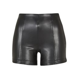 Stoffhose Urban Classics "Urban Classics Damen Ladies Synthetic Leather Shorts", Damen, Gr. XXL, US-Gr&ouml;&szlig;en, schwarz, 93% Polyester, 7% Elasthan, unifarben, normal, Hosen Stoffhose
