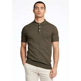 Poloshirt LINDBERGH "Poloshirt Slim Fit", Herren, Gr. S, army mel, Obermaterial: 80% Viskose, 20% Nylon, unifarben, schmal, V-Ausschnitt, Shirts