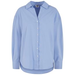 Klassische Bluse Urban Classics "Urban Classics Ladies Oversized Cotton Blouse", Damen, Gr. L, powderblau, 69% Baumwolle, 29% Polyester, 2% Elasthan, Blusen