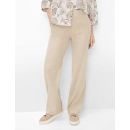 Boyfriend-Hose RAPHAELA BY Brax "Style PAM FLARED", Damen, Gr. 48, Normalgr&ouml;&szlig;en, beige, Web, 61% Leinen, 18% Viskose, 18% Baumwolle, 3% Elasthan, Hosen