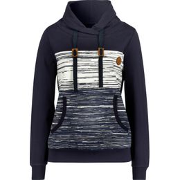 CR&Eacute;ATION L Damen Sweatshirt mit K&auml;nguru-Taschen marine-ecru-meliert Gr&ouml;&szlig;e 40
