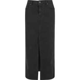 Sommerrock Urban Classics "Urban Classics Ladies High Slit Denim Skirt", Damen, Gr. 29, schwarz washed, 100% Baumwolle, unifarben, normal, R&ouml;cke