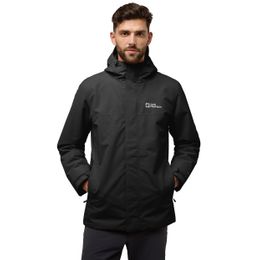 3-in-1-Funktionsjacke Jack Wolfskin "ALTENBERG 3IN1", Herren, Gr. S, schwarz, Obermaterial: 100% Polyester, hoch geschlossener Ausschnitt, mit verstellbarem Klettverschluss, Jacken