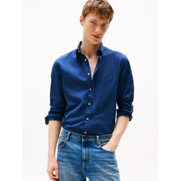 Businesshemd Tommy Hilfiger "FLEX POPLIN SOLID", Herren, Gr. XL, N-Gr, blau (aegean sea), Popeline, Obermaterial: 100% Baumwolle, unifarben, regular fit h&uuml;ftlang, &Auml;rmel mit &Auml;rmelschlitz 1-Knopf-Manschette, Hemden, unifarben, klassisch, regular fit, Baumwolle, Button-down-Kragen