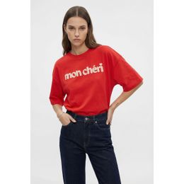 Sweatshirt Saint Tropez "PannaSZ SS Sweatshirt", Damen, Gr. XL, fiery rot, Sweatware, Obermaterial: 100% Baumwolle, unifarben mit Farbeinsatz, normal, Rundhals, Sweatshirts Sweatshirt