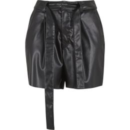 Shorts Urban Classics "Urban Classics Ladies Synthetic Leather Shorts", Damen, Gr. 30, Normalgr&ouml;&szlig;en, schwarz, 100% Kunststoff, unifarben, skinny fit, Hosen Shorts