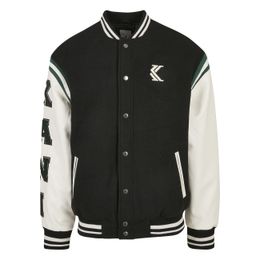 Allwetterjacke Karl Kani "Karl Kani Herren KM223-075-2 OG College Jacket", Herren, Gr. S, schwarz schwarz, sanftes wei&szlig;, 70% Polyester, 30% Wolle, mehrfarbig, normal, amerikanischer Ausschnitt, Jacken