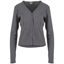 Strickjacke Urban Classics "Urban Classics Ladies Rib Cardigan", Herren, Gr. M, schwarzgraumelange, 80% Polyester, 20% Viskose, unifarben, normal, V-Ausschnitt, Strickjacken Strickjacke