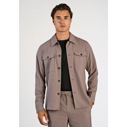Outdoorhemd LINDBERGH "Hemdjacke Relaxed Fit", Herren, Gr. L, Normalgr&ouml;&szlig;en, braun (deep sand mel), Obermaterial: 65% Polyester, 31% Viskose, 4% Elasthan, Hemden