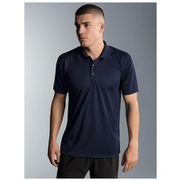 Poloshirt TRIGEMA "TRIGEMA Klassisches Poloshirt COOLMAX", Herren, Gr. XXL, blau (navy), Trikot, 100% Polyester (recycelt), lang, ohne Ausschnitt, Shirts