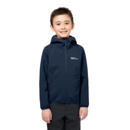 Softshelljacke Jack Wolfskin "FOURWINDS JACKET KIDS", Jungen, Gr. 116, blau (night blau), Softshell, Obermaterial: 100% Polyester. Futter: 100% Polyester. Futter 2: 100% Polyester. Innenseite: 100% Polyamid, hoch geschlossener Ausschnitt, eingefasste Kante, Jacken Softshelljacke