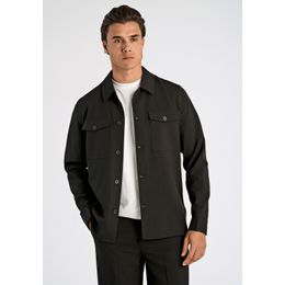 Outdoorhemd LINDBERGH "Hemdjacke Relaxed Fit", Herren, Gr. L, Normalgr&ouml;&szlig;en, schwarz, Obermaterial: 65% Polyester, 31% Viskose, 4% Elasthan, Hemden