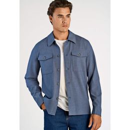 Outdoorhemd LINDBERGH "Hemdjacke Relaxed Fit", Herren, Gr. L, Normalgr&ouml;&szlig;en, blau mix, Obermaterial: 65% Polyester, 31% Viskose, 4% Elasthan, Hemden
