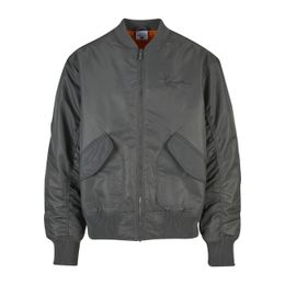 Bomberjacke Karl Kani "Karl Kani Karl Kani Small Signature Distressed Bomber Jacket", Herren, Gr. M, anthrazit, 100% Polyamid, unifarben, normal, amerikanischer Ausschnitt, Jacken Bomberjacke