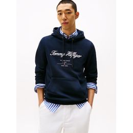 Hoodie Tommy Hilfiger "SCRIPT LOGO HOODY", Herren, Gr. XL, blau (desert sky), Sweatware, Obermaterial: 63% Baumwolle, 37% Polyester, regular fit h&uuml;ftlang, Rippb&uuml;ndchen, Sweatshirts Hoodie, mit aufgesticktem Logo