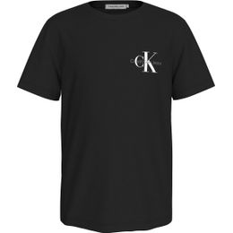 T-Shirt Calvin Klein Jeans "CHEST MONOGRAM T-SHIRT", M&auml;dchen, Gr. 12 (152), schwarz (ck schwarz), Single Jersey, Obermaterial: 100% Baumwolle, regular fit, Rundhals, Shirts T-Shirt, f&uuml;r Kinder bis 16 Jahre