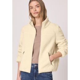 Fellimitatjacke Street One, Damen, Gr. 44, eggshell ecru, Stoff, 100% Polyester, unifarben, normal normal, hoch geschlossener Ausschnitt, elastischer Bund, Jacken, aus Lammfell-Imitat