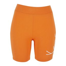 Karl Kani Damen Radlerhose "Karl Kani Damen KW222-046-1 Signature Cycling Shorts", orange, Gr. S, 95% Baumwolle, 5% Elasthan, Hosen