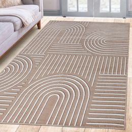 Teppich OTTO HOME "Lysandra" Gr. 31, beige (creme), B:280cm H:8mm L:380cm, Kunstfaser, Teppiche, Teppich, 3D-Effekt, softer Kurzflor, pflegeleicht, leichter Glanz, Scandi-Look