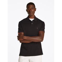 Poloshirt Tommy Hilfiger "LIQUID COTTON ESSENTIAL REG POLO", Herren, Gr. M, schwarz, Jersey, Obermaterial: 100% Baumwolle, Shirts