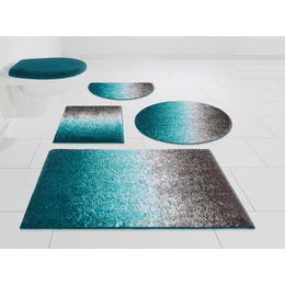 Badematte OTTO HOME "Elif, Badvorleger, Badezimmer Teppich" Gr. 6, grau (grau, aqua), H:15mm, Kunstfaser, Badematten, Badematte, Ombr&eacute;-Look, Badteppich, Badematten auch als 3 teiliges Set erh&auml;ltlich