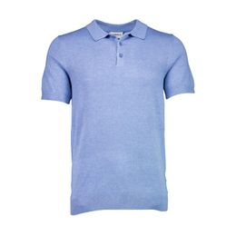 Poloshirt LINDBERGH "Poloshirt Slim Fit", Herren, Gr. XXL, blau (sky blau mel), Obermaterial: 80% Viskose, 20% Nylon, unifarben, schmal, V-Ausschnitt, Shirts
