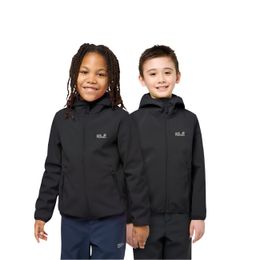 Softshelljacke Jack Wolfskin "FOURWINDS JACKET KIDS", Kinder, Gr. 176, schwarz, Softshell, Obermaterial: 100% Polyester. Futter: 100% Polyester, hoch geschlossener Ausschnitt, eingefasste Kante, Jacken Softshelljacke
