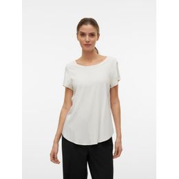 V&eacute;ro Moda Blusenshirt VERO MODA "VMBELLA SS TOP WVN GA NOOS", Damen, Gr. M, wei&szlig; (snow wei&szlig;), Web, Obermaterial: 97% Viskose, 3% Elasthan, unifarben, regular fit h&uuml;ftbedeckend, Rundhals, Shirts Blusenshirt, Viskosemischung, abgerundeter Saum