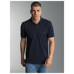 Poloshirt TRIGEMA "TRIGEMA Polohemd mit Brusttasche", Herren, Gr. XL, blau (navy), Piqu&eacute;, 100% Baumwolle, Basic, normal, ohne Ausschnitt, Shirts