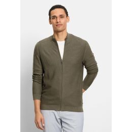 Sweatjacke OLYMP "OLYMP Casual Strick", Herren, Gr. L, oliv, 100% Baumwolle, Sweatjacken Sweatjacke