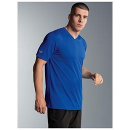 T-Shirt TRIGEMA "TRIGEMA V-Shirt COOLMAX", Herren, Gr. 4XL, blau (royal), Trikot, 100% Polyester (recycelt), lang, V-Ausschnitt, Shirts T-Shirt