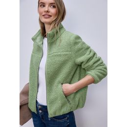 Fellimitatjacke Street One, Damen, Gr. 42, bright pistachio, Stoff, 100% Polyester, unifarben, normal normal, hoch geschlossener Ausschnitt, elastischer Bund, Jacken, aus Lammfell-Imitat