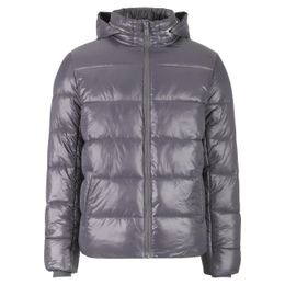 Winterjacke Urban Classics "Urban Classics Recycled Zip neck Puffer Jacket", Herren, Gr. S, schwarzstone, 100% Polyamid, unifarben, normal, hoch geschlossener Ausschnitt, Jacken Winterjacke