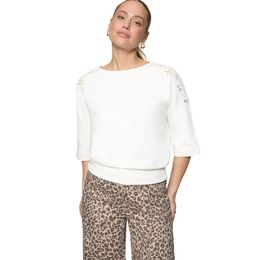 Sweatshirt Zero "Damen mit Lochmuster", Damen, Gr. 34, patch cream, cream, Steppware, Obermaterial: 22% Polyester, 78% Baumwolle, bedruckt, figurumspielend normal, U-Boot-Ausschnitt, weit B&uuml;ndchen, Sweatshirts Sweatshirt, Lochstickerei