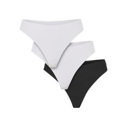 Panty Urban Classics "Urban Classics Ladies Rip Tanga 3-Pack", Damen, Gr. L, wei&szlig;, wei&szlig;, schwarz, 92% Nylon, 8% Elasthan, unifarben, Unterhosen Panty
