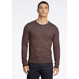 Strickpullover LINDBERGH "Strickpullover Slim Fit", Herren, Gr. L, braun (dk braun mel), Obermaterial: 80% Viskose, 20% Nylon, Rundhals, Pullover Strickpullover
