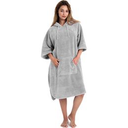 Badeponcho OTTO HOME "Lillou, Surfponcho ideal f&uuml;r Sauna, Spa & im Urlaub" Gr. L, grau, L:120cm, Microfaser, Hausm&auml;ntel, weich und kuschelig, pl&uuml;sch, Fleece, Unisex, f&uuml;r Damen und Herren