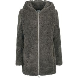 Langmantel Urban Classics "Urban Classics Damen Ladies Sherpa Jacket", Damen, Gr. L, braun, 100% Polyester, M&auml;ntel
