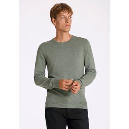 Strickpullover LINDBERGH "Strickpullover Slim Fit", Herren, Gr. L, jade gr&uuml;n mel, Obermaterial: 80% Viskose, 20% Nylon, Rundhals, Pullover Strickpullover