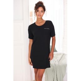 Nachthemd French Connection, Damen, Gr. 32/34, N-Gr, schwarz, Single Jersey, Obermaterial: 62% Polyester, 33% Viskose, 5% Elasthan, unifarben, loose fit mini, Rundhals, Kleider Nachthemd, mit gro&szlig;em Logoprint auf dem R&uuml;cken