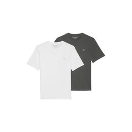 Marc O'Polo T-Shirt MARC O'POLO, Herren, Gr. L, gr&uuml;n (khaki, wei&szlig;), Jersey, Obermaterial: 100% Baumwolle, Rundhals, Shirts T-Shirt