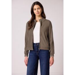 Cardigan Street One, Damen, Gr. 40, light terra mocha, Web, 60% Baumwolle, 36% Polyester, 4% Elasthan, unifarben, comfort fit normal, hoch geschlossener Ausschnitt, Rippb&uuml;ndchen, Strickjacken, mit College-Style Details