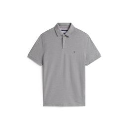 Poloshirt Tommy Hilfiger "1985 REGULAR POLO mit Kontraststreifen und Knopfleiste", Herren, Gr. S (46), grau (hellgrau meliert), Jersey, Obermaterial: 96% Baumwolle, 4% Elasthan, bestickt, meliert, normal h&uuml;ftbedeckend, hoch geschlossener Ausschnitt, eingesetzt B&uuml;ndchen, Shirts, unifarben, sportlich, regular fit, Baumwollmix, Polokragen