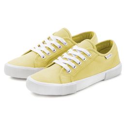 Sneaker Lascana, Damen, Gr. 37, gelb, Obermaterial: 100% Textilmaterial. Decksohle: 100% Textilmaterial. Futter: 100% Textilmaterial. Laufsohle: 100% Synthetik, unifarben, Basic, Schuhe Skaterschuh Canvassneaker Sneaker low, aus Textil, Schn&uuml;rhalbschuh, Freizeitschuh, Turnschuh